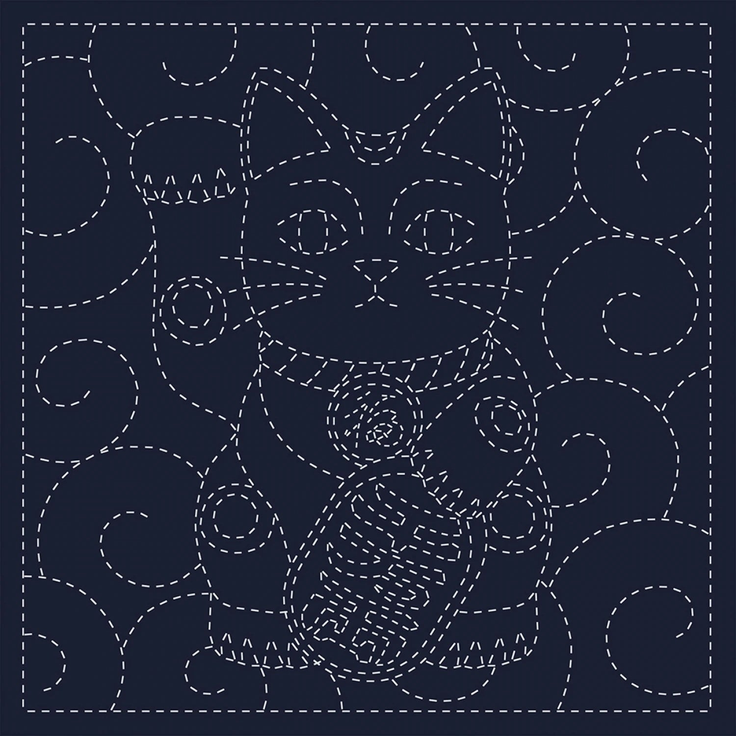 Sashiko Cloth Maneki-Neko Cat (KF2025-45) | Back Porch Fabrics